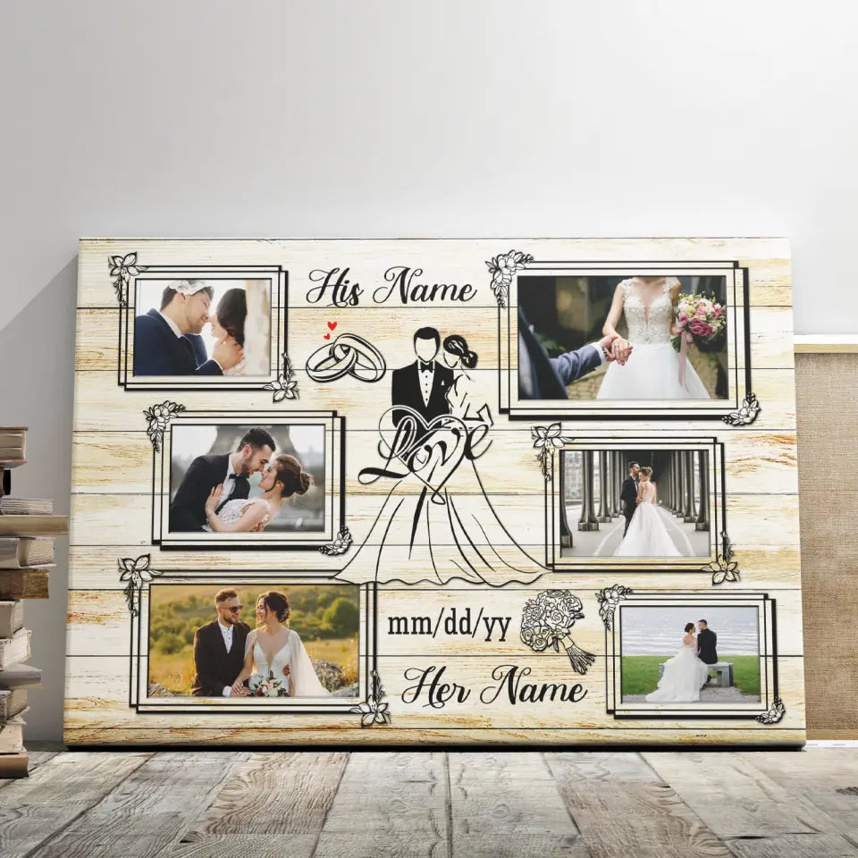Wedding, Couple Personalized Canvas Prints - Custom Photo & Text - 5 S ...