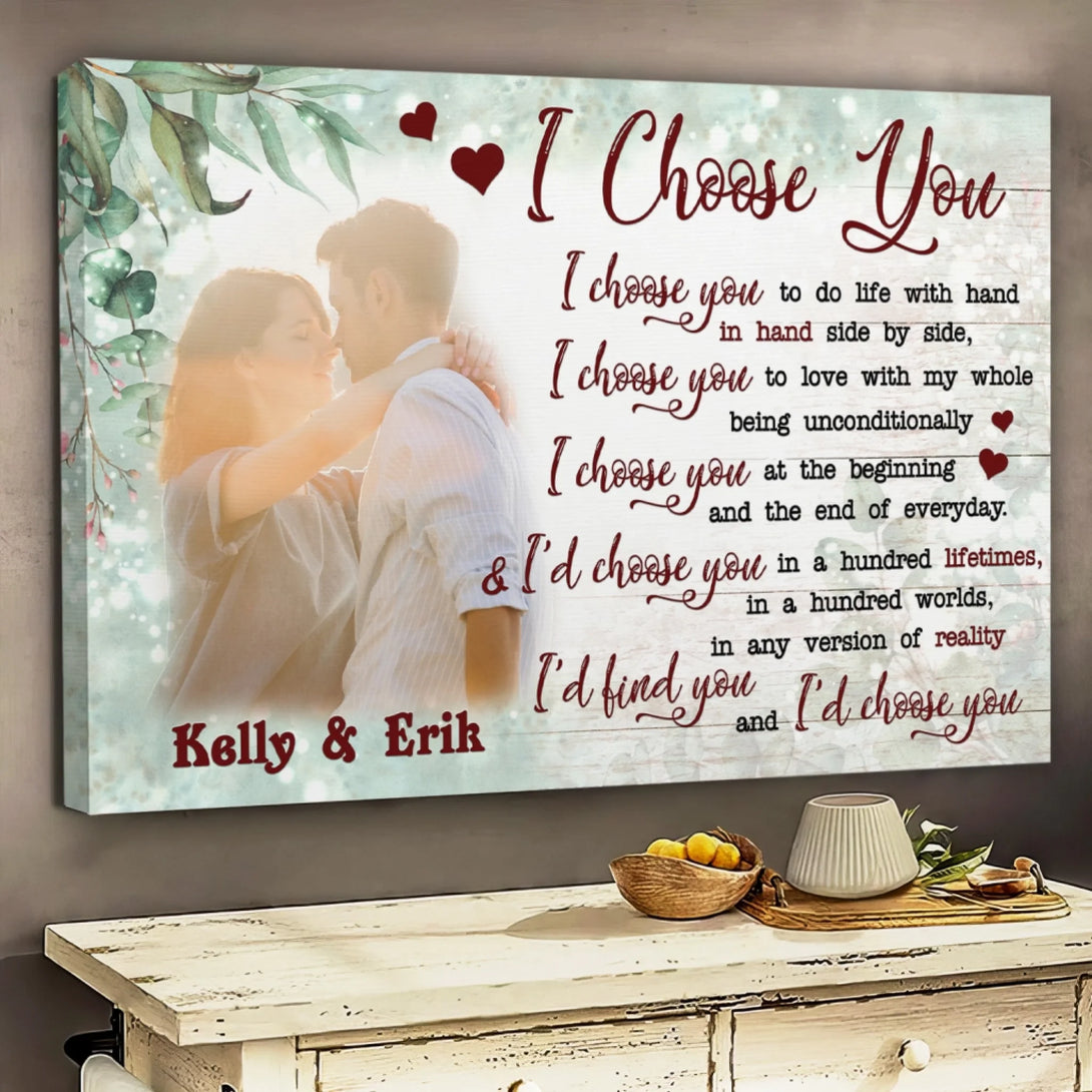 Couple Personalized Canvas Prints - Custom Photo & Text - 5 Sizes - Lo ...