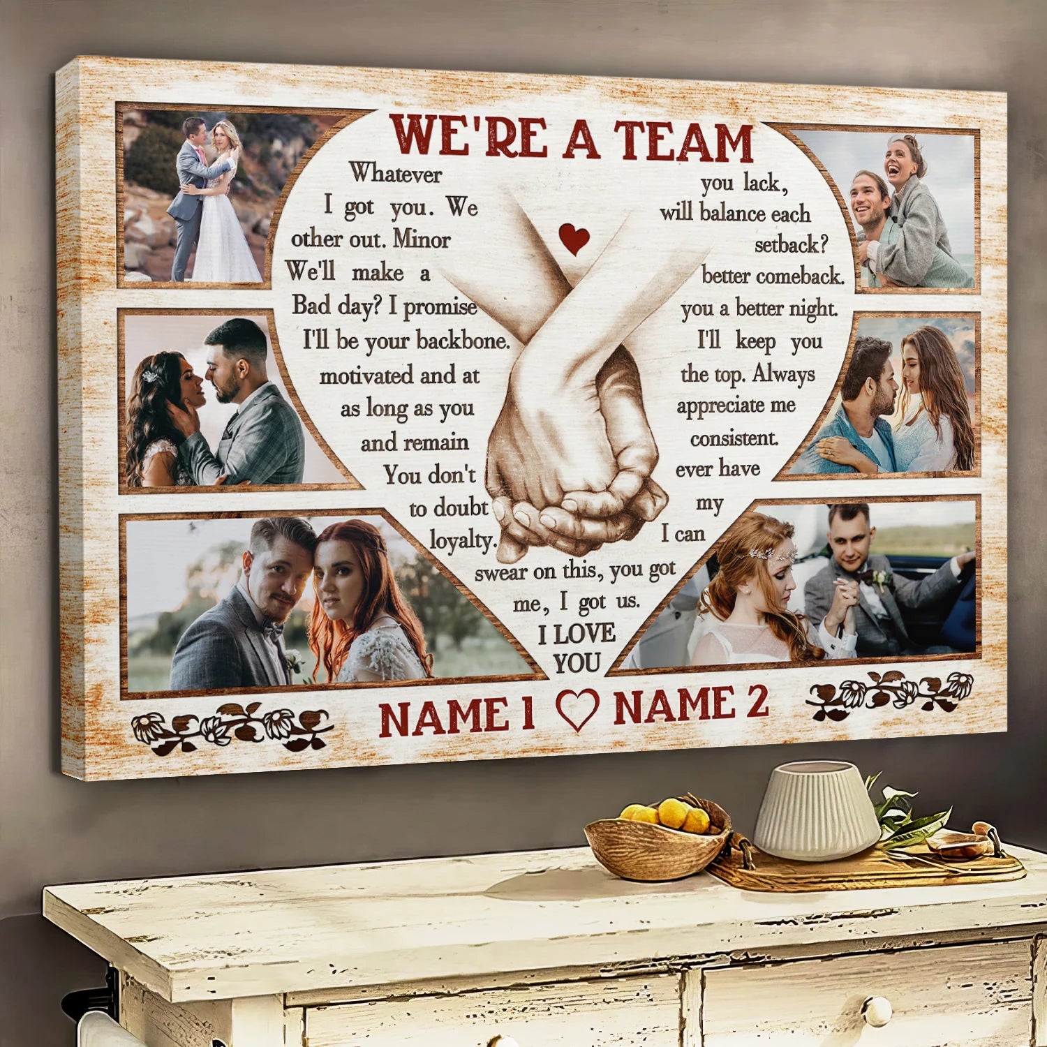 Couple Personalized Canvas Prints - Custom Photo & Text - 5 Sizes - Ca ...